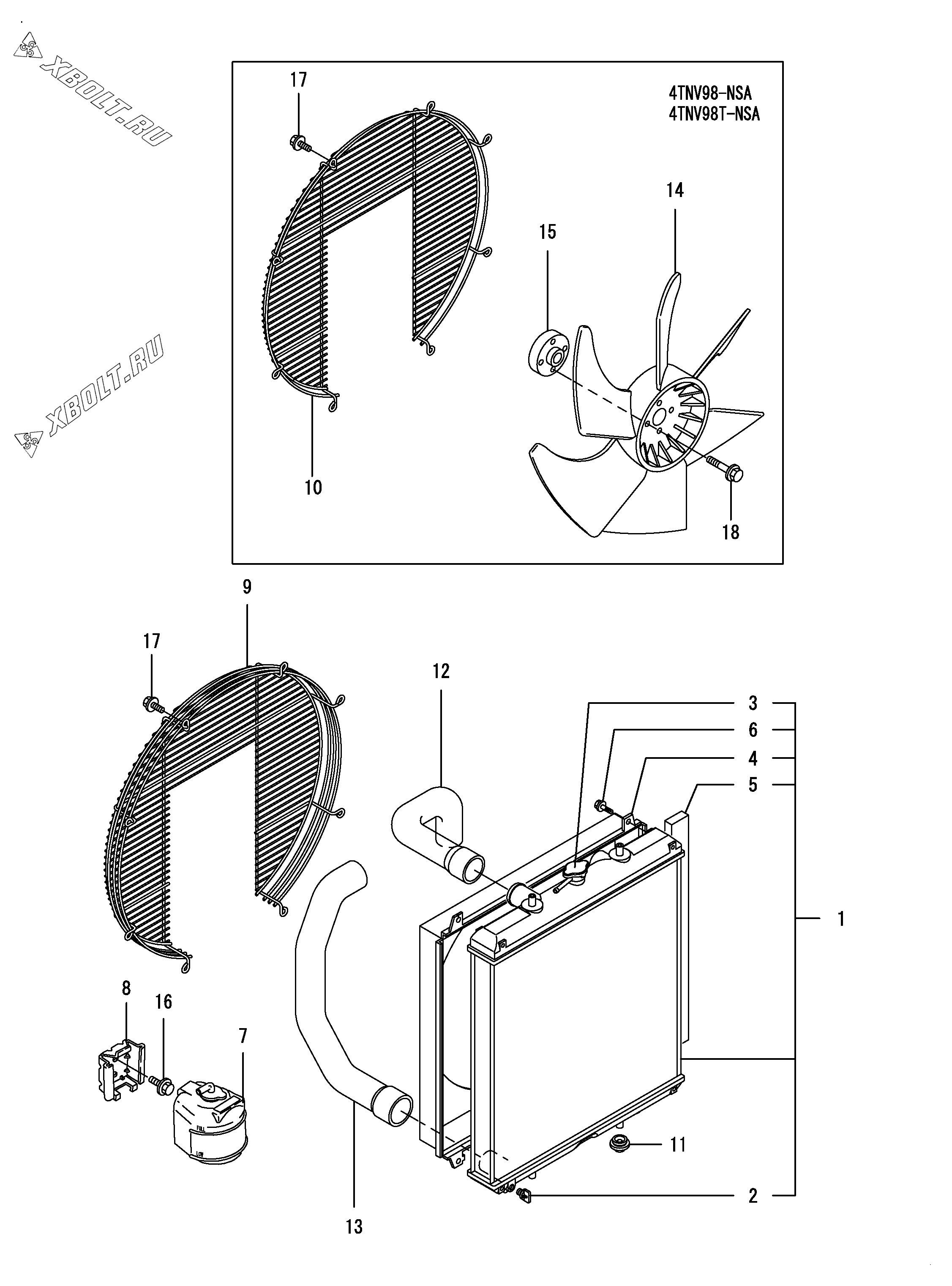 Радиатор двигателя Yanmar 4TNV98-GGE — XBOLT.RU