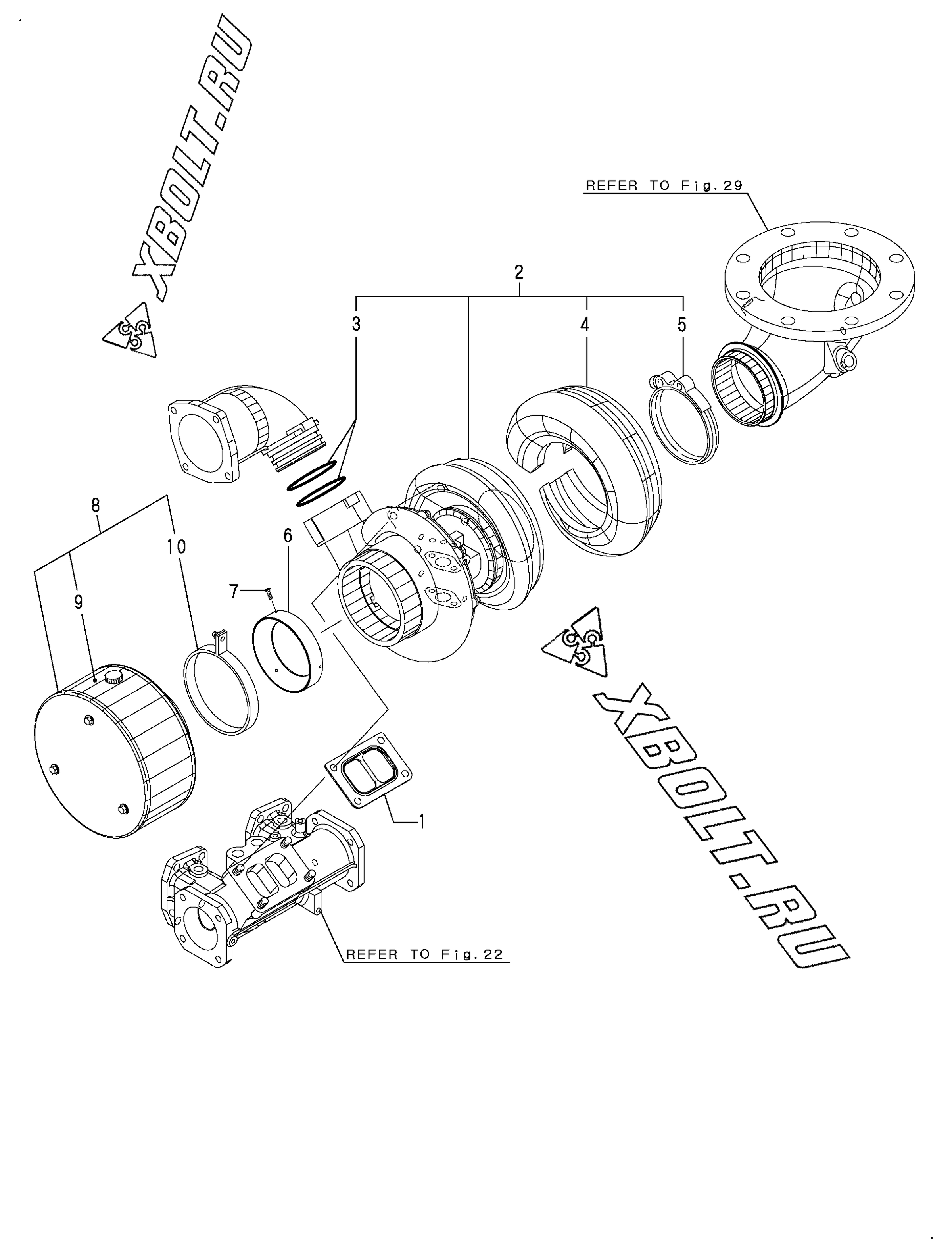 Turbocharger (td13) двигателя Yanmar AY20L-AP — XBOLT.RU