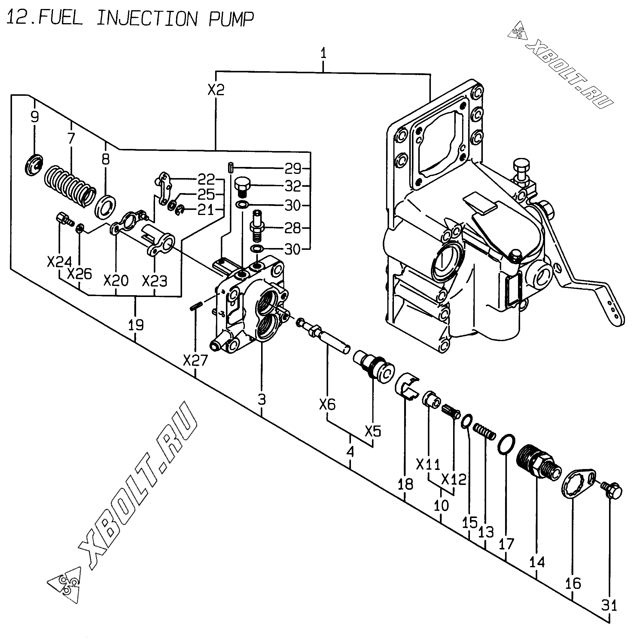 Топливный насос высокого давления (тнвд) двигателя Yanmar 2V78-CA ...